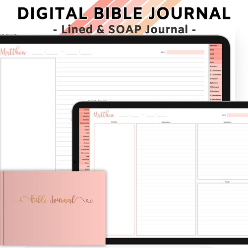 Digital Bible Journal Portrait Lined Floral Goodnotes - Etsy