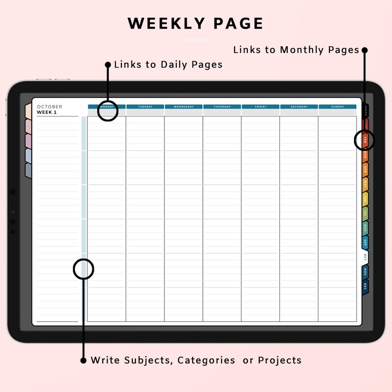Digital Undated Planner Monday Start and Sunday Start - Etsy