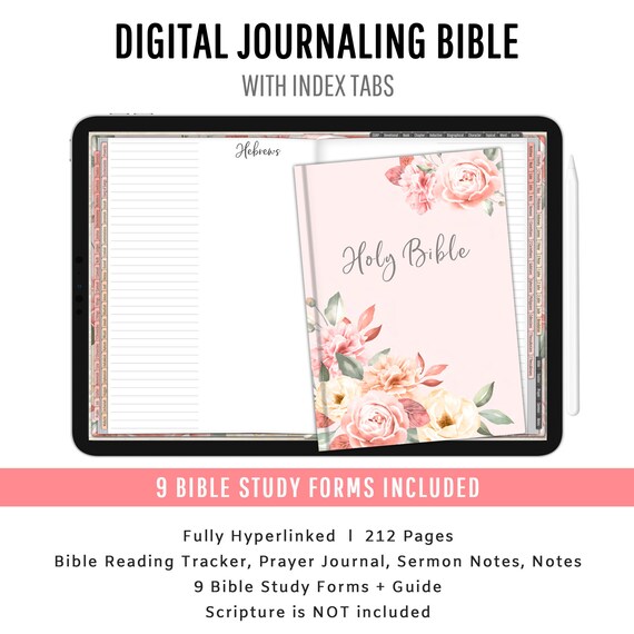 Digital Journaling Bible with index tabs Floral Goodnotes | Etsy