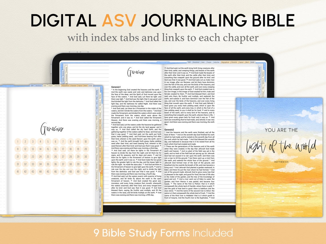 Digital ASV Journaling Bible With Index Tabs Light | Etsy