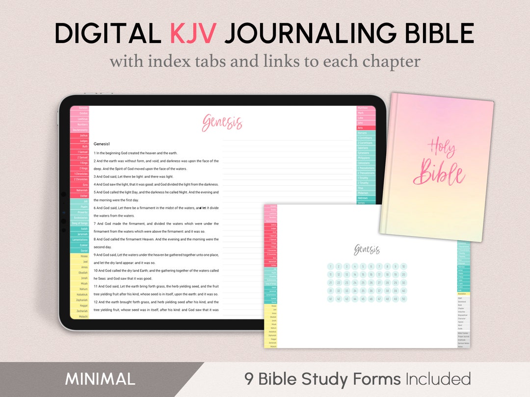Digital KJV Journaling Bible With Index Tabs, Minimal Vivid - Etsy