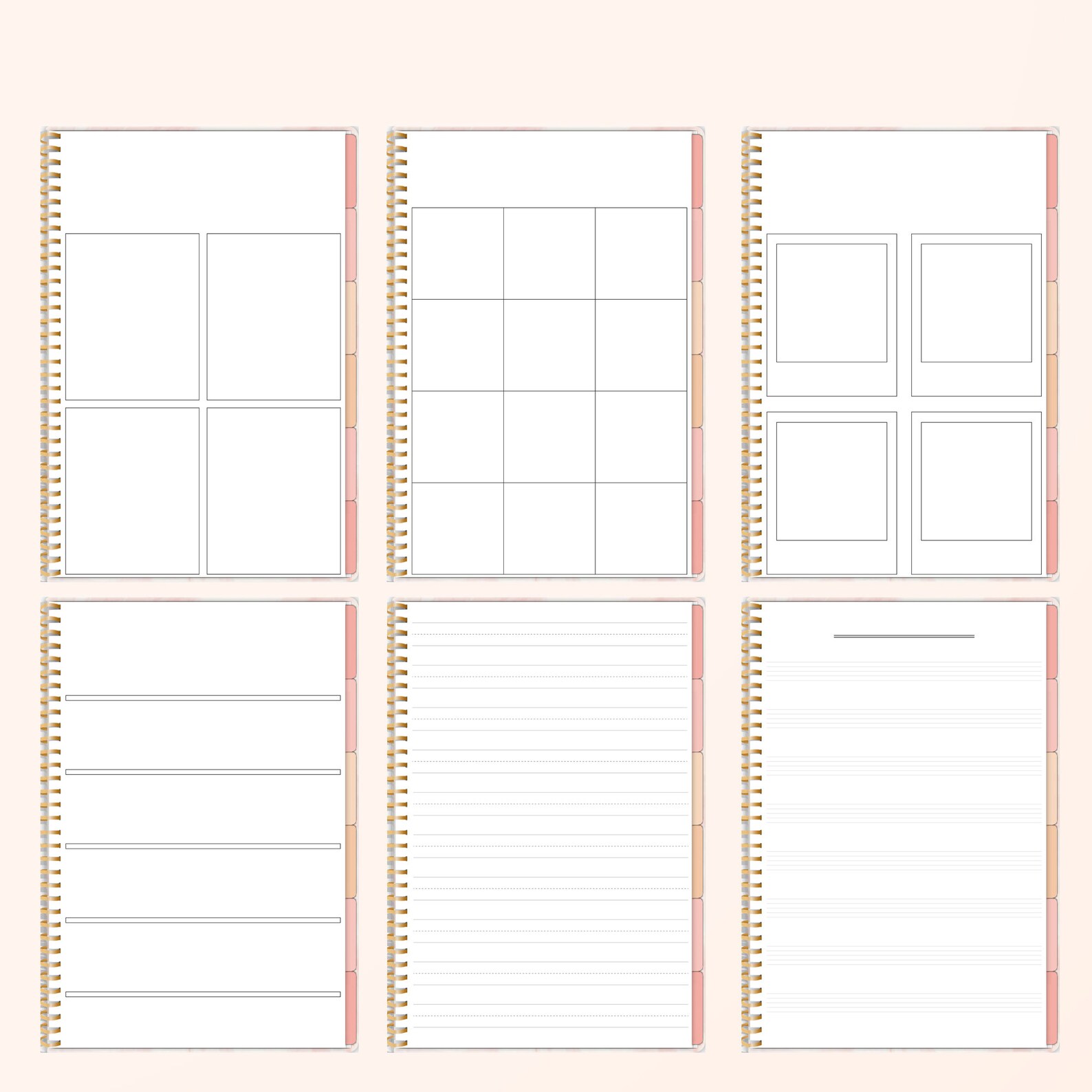 Digital Notebook Portrait Pink 6 Tabs Goodnotes | Etsy