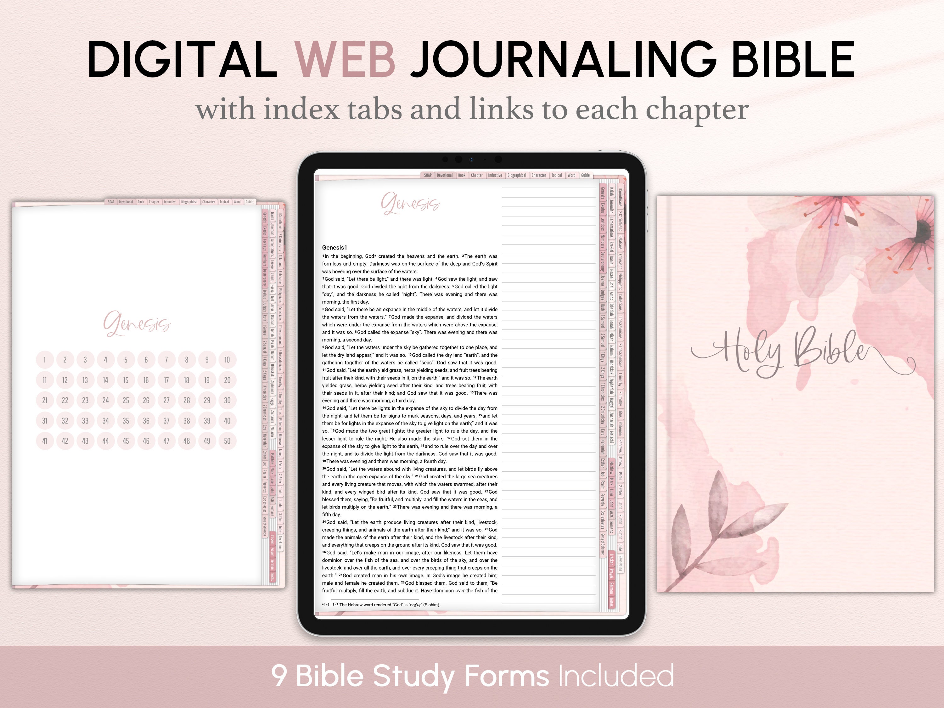 Digital WEB Journaling Bible With Index Tabs, Vertical, Portrait, Crepe ...