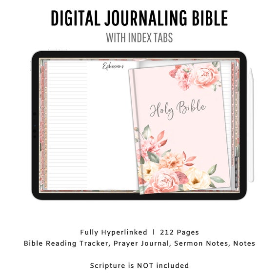 Digital Journaling Bible with index tabs Floral Goodnotes | Etsy