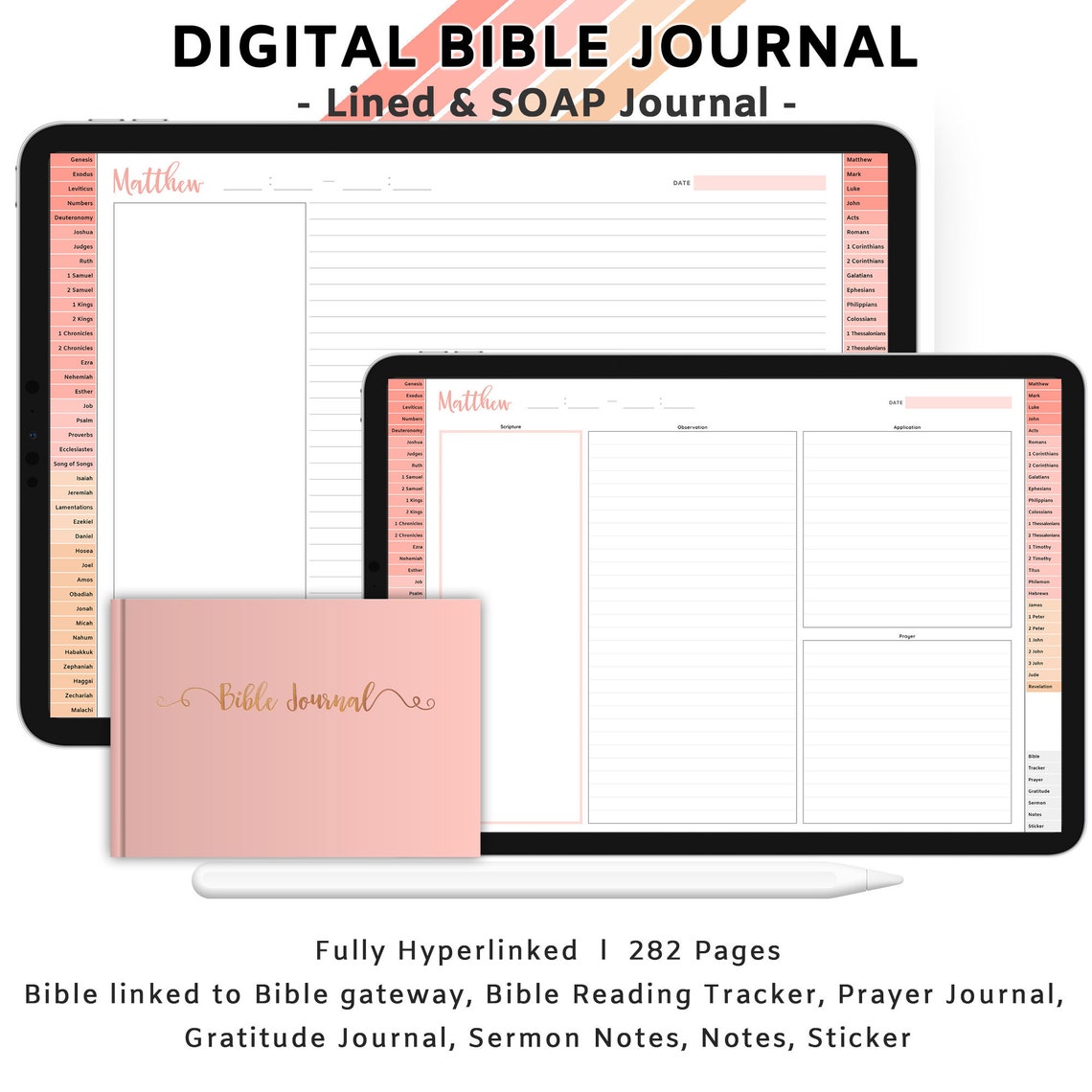Digital Bible Journal Lined & SOAP Pink Goodnotes - Etsy