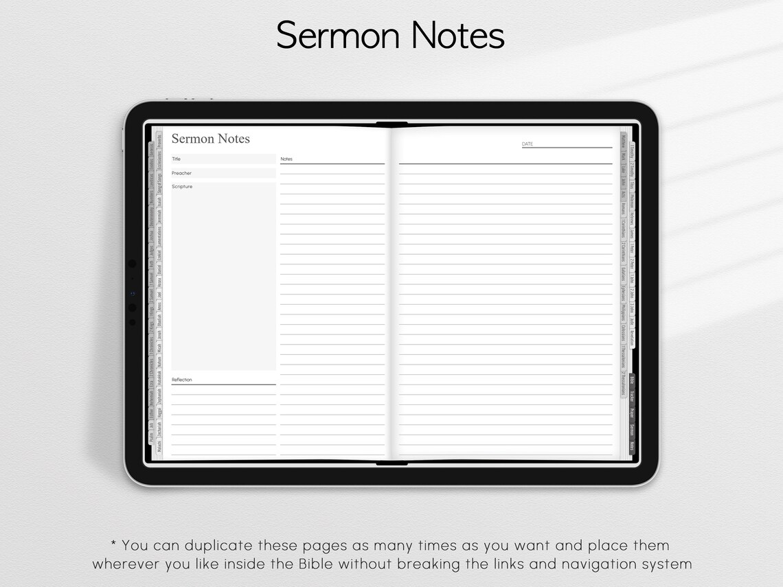Digital Journaling Bible, Index Tabs, Prayer Journal, Sermon Notes (PDF ...