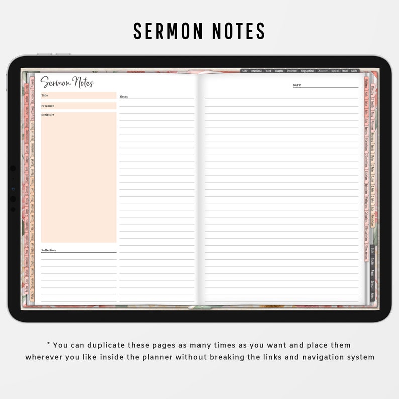 Digital Journaling Bible with index tabs Floral Goodnotes | Etsy