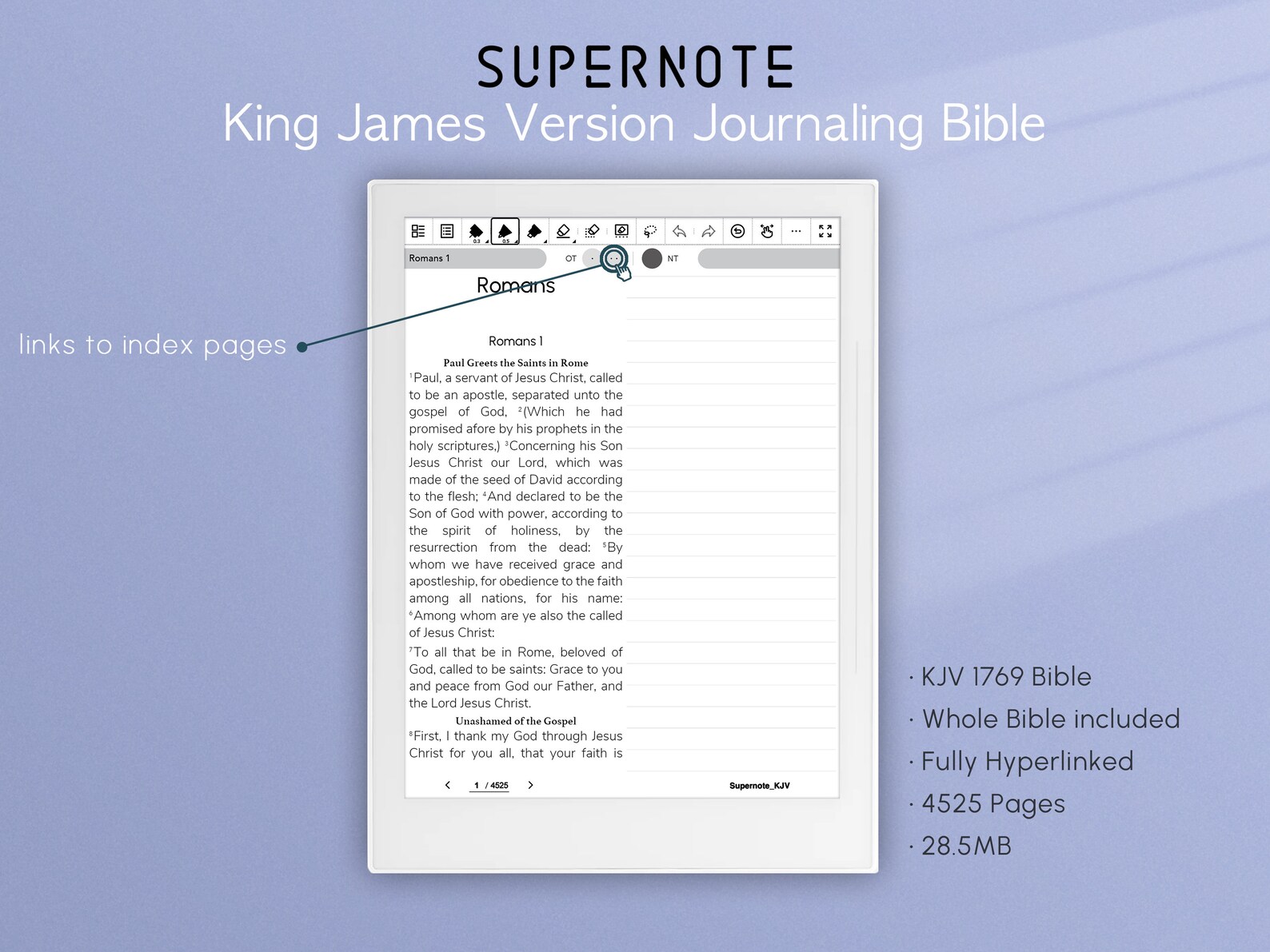 Digital KJV Journaling Bible, Supernote A6 X, A5 X Templates, Vertical ...