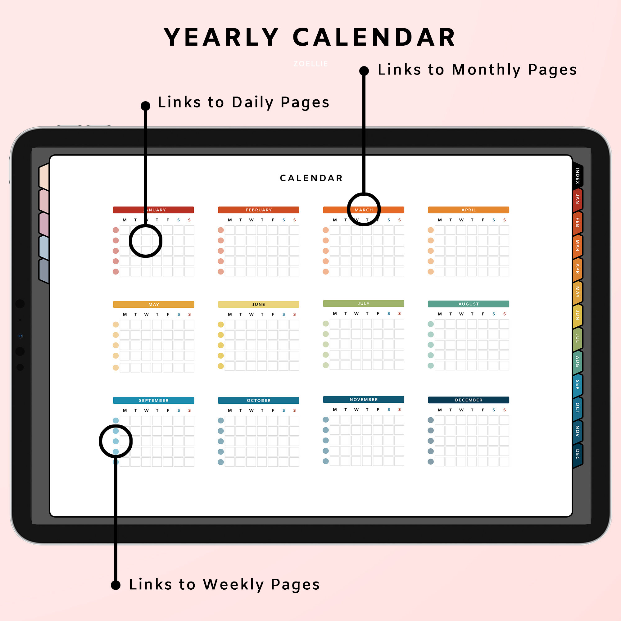 Digital Undated Planner Monday start and Sunday start | Etsy