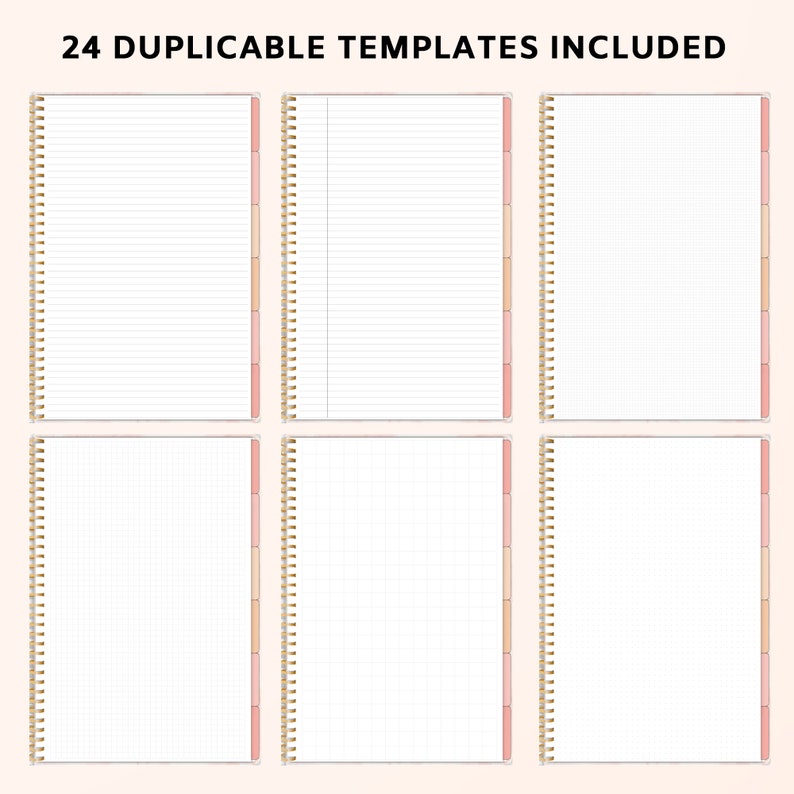 Digital Notebook Portrait Pink 6 Tabs Goodnotes | Etsy