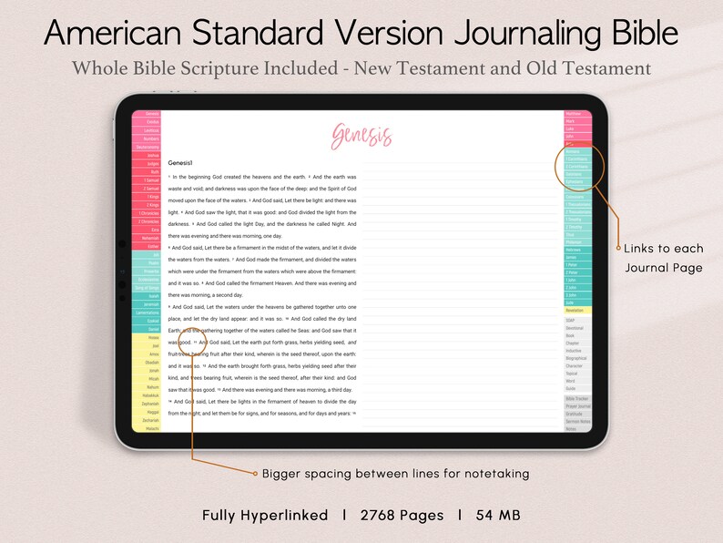 Digital ASV Journaling Bible With Index Tabs Minimal Vivid | Etsy