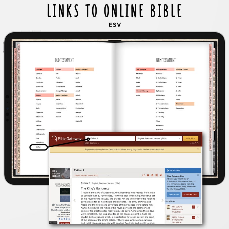 Digital Journaling Bible With Index Tabs Black Goodnotes | Etsy