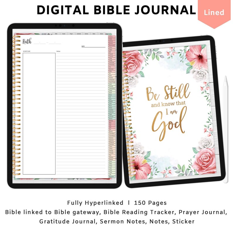 Digital Bible Journal Portrait Lined Floral Goodnotes | Etsy