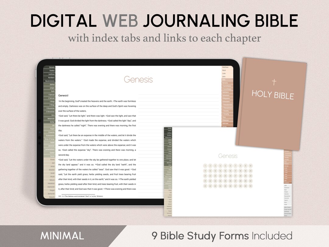 Digital WEB Journaling Bible With Index Tabs, Landscape, Minimal Earth ...