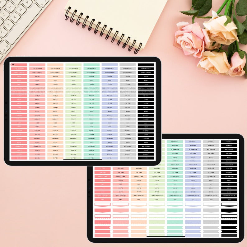 Digital Planner Stickers 1000+, Precropped, PNG, Transparent, Rainbow ...