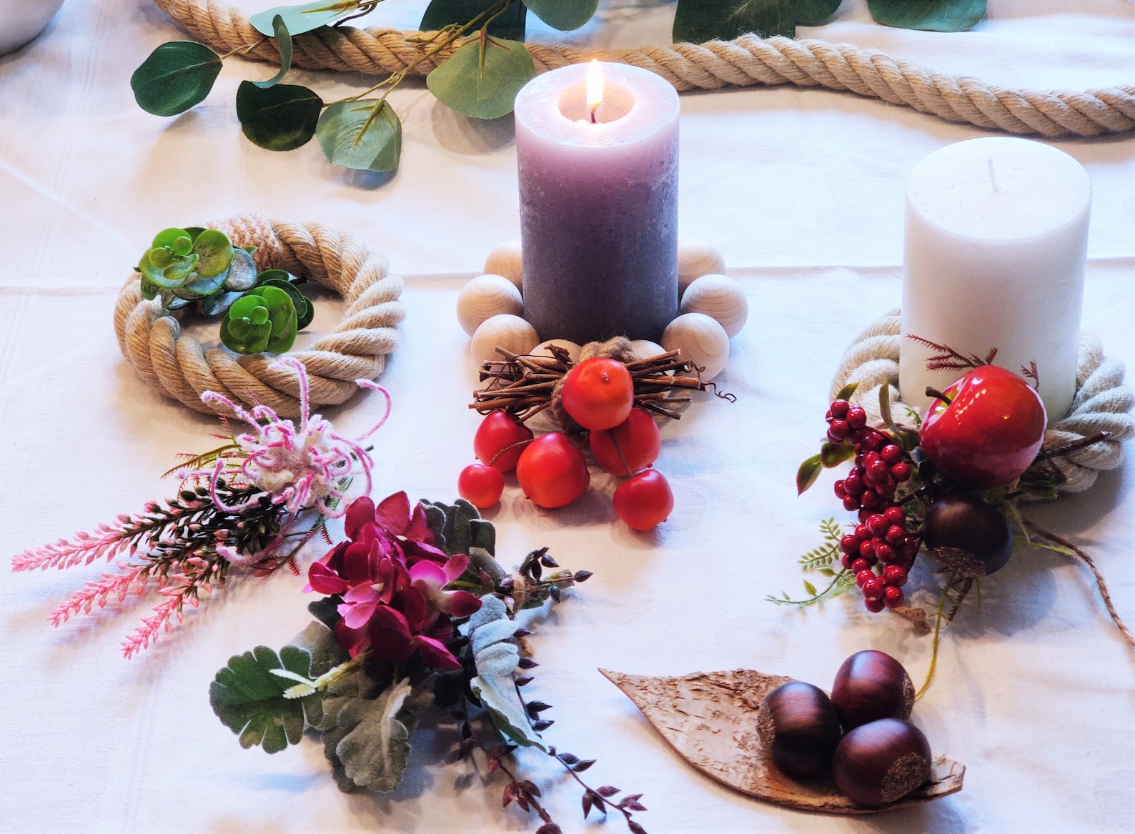 Candle ring large wooden beads with ribbon candle jewelry | Etsy