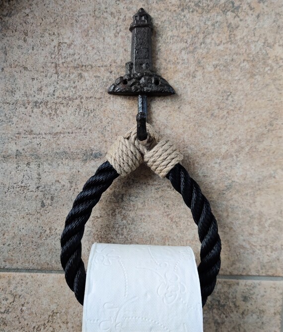 Toilet Paper Holder Black Hook to Choose Bathroom Rope Jute | Etsy