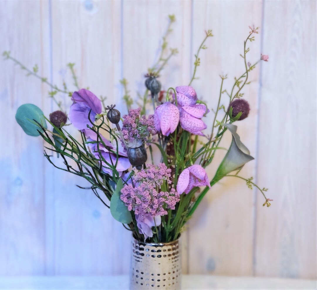 Bouquet Checkerboard Flower Fritillaria Blueberry Poppy Thistle Vetch ...