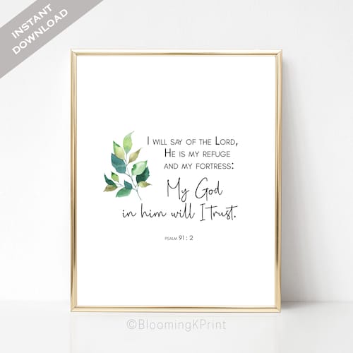 Psalm 91 KJV Bible Verse Wall Art Printable Scripture Prints | Etsy