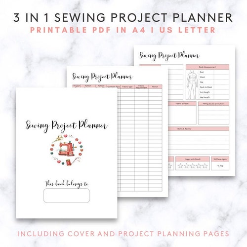 Sewing Project Planner Printable Pdf Sewing Journal Sewing Etsy