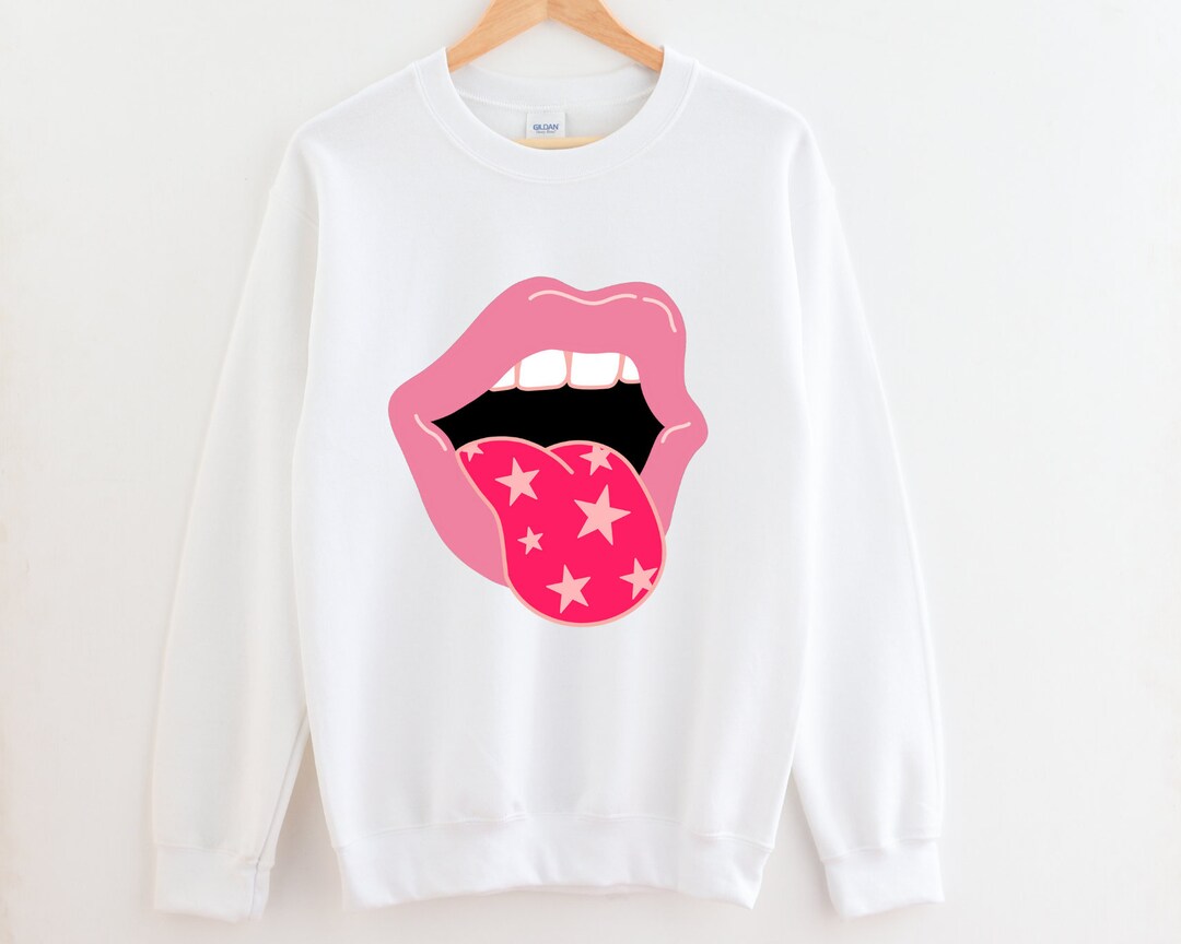 Star Pink Tongue Crew Neck | Preppy Crew Neck | Star Sweatshirt | Pink ...