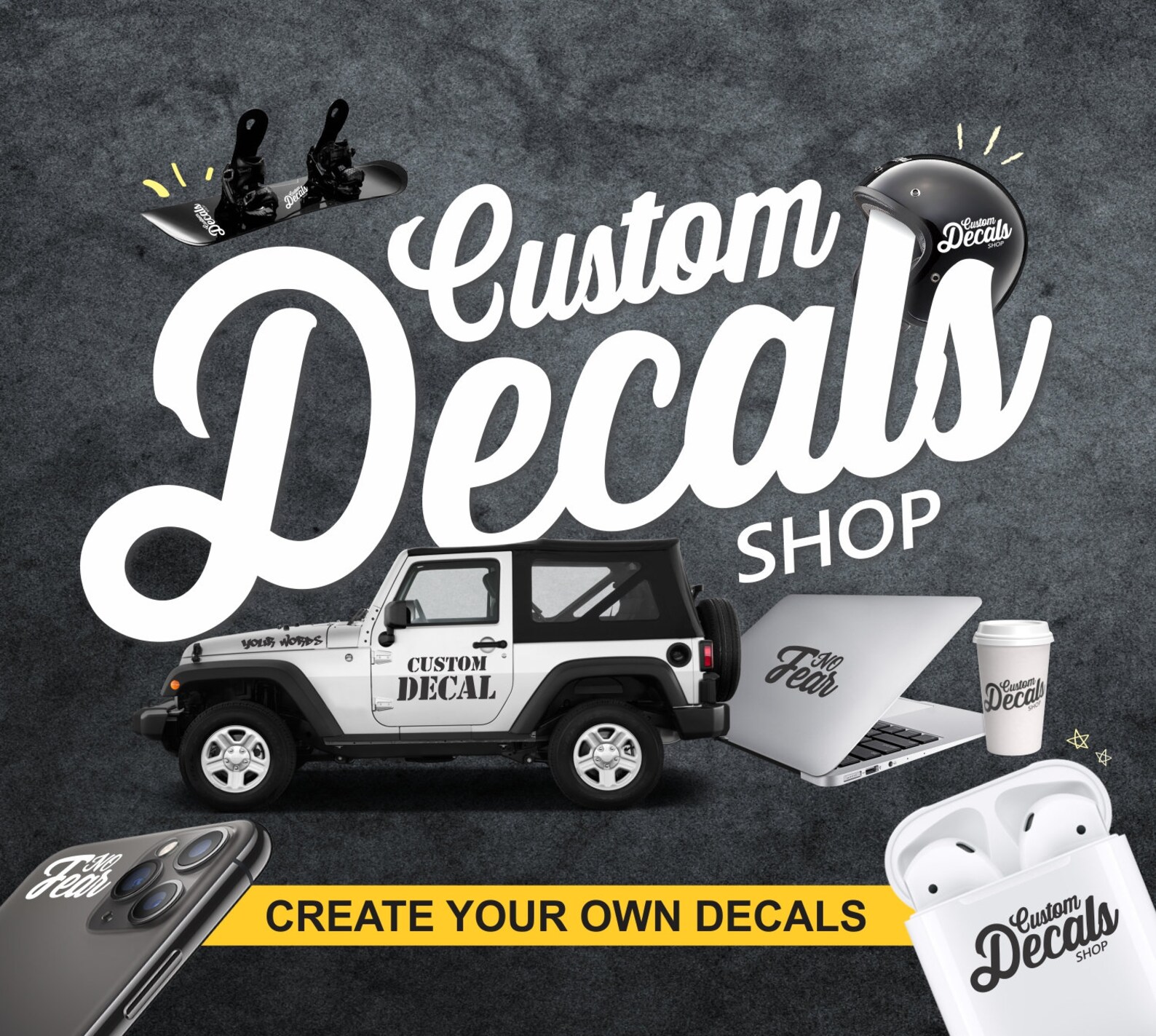 Custom Font Decals Custom Vinyl Text Decals Create Your - Etsy