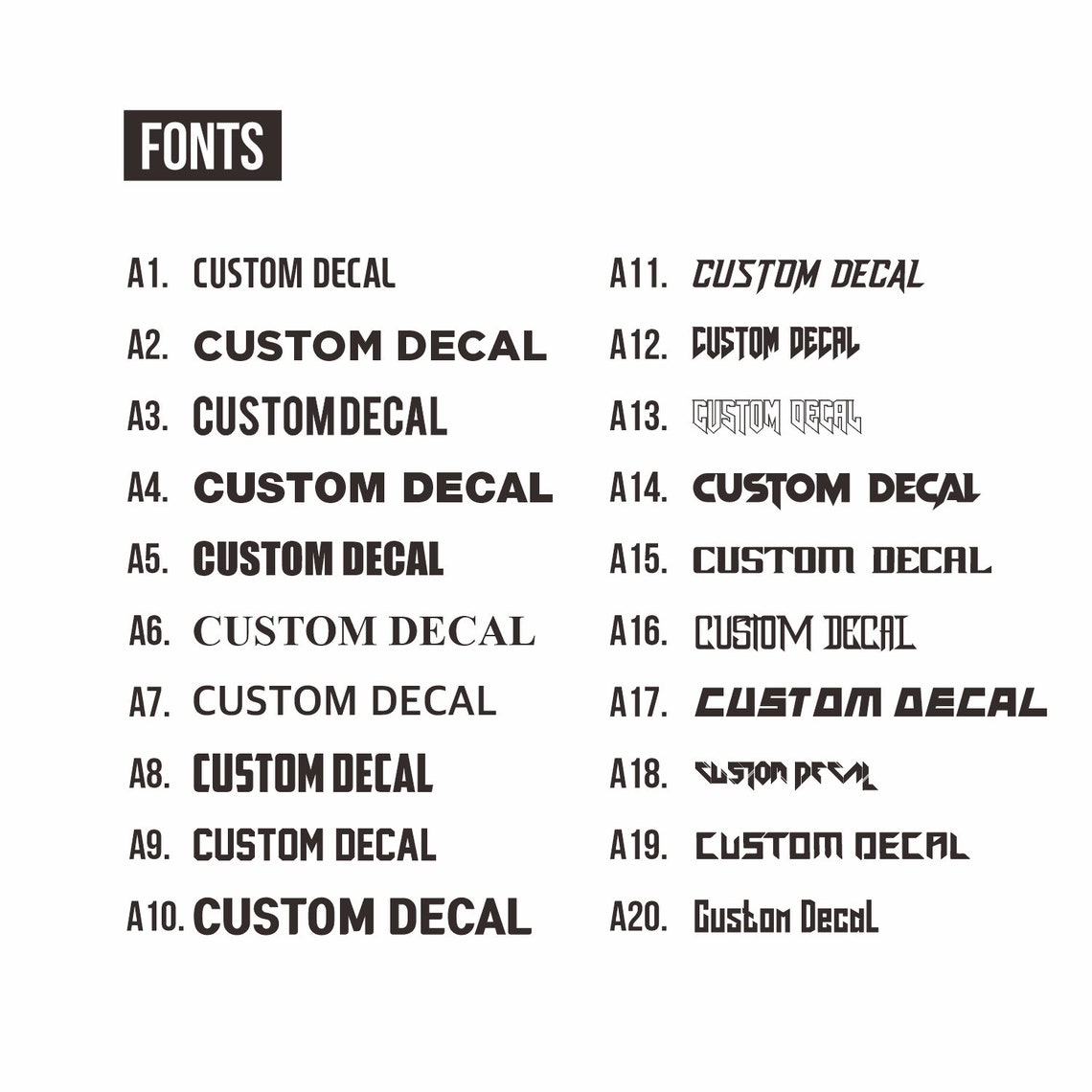 Custom Font Decals Custom Vinyl Text Decals Create Your - Etsy