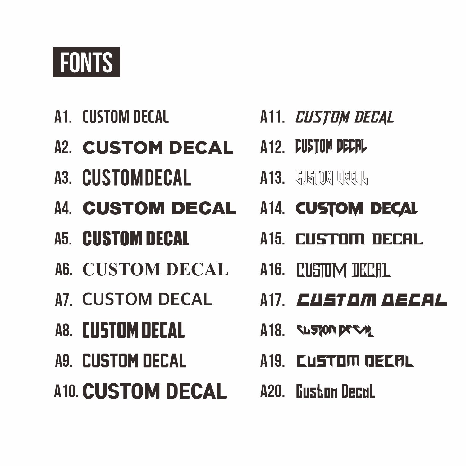 Custom Font Decals Custom Vinyl Text Decals Create Your - Etsy