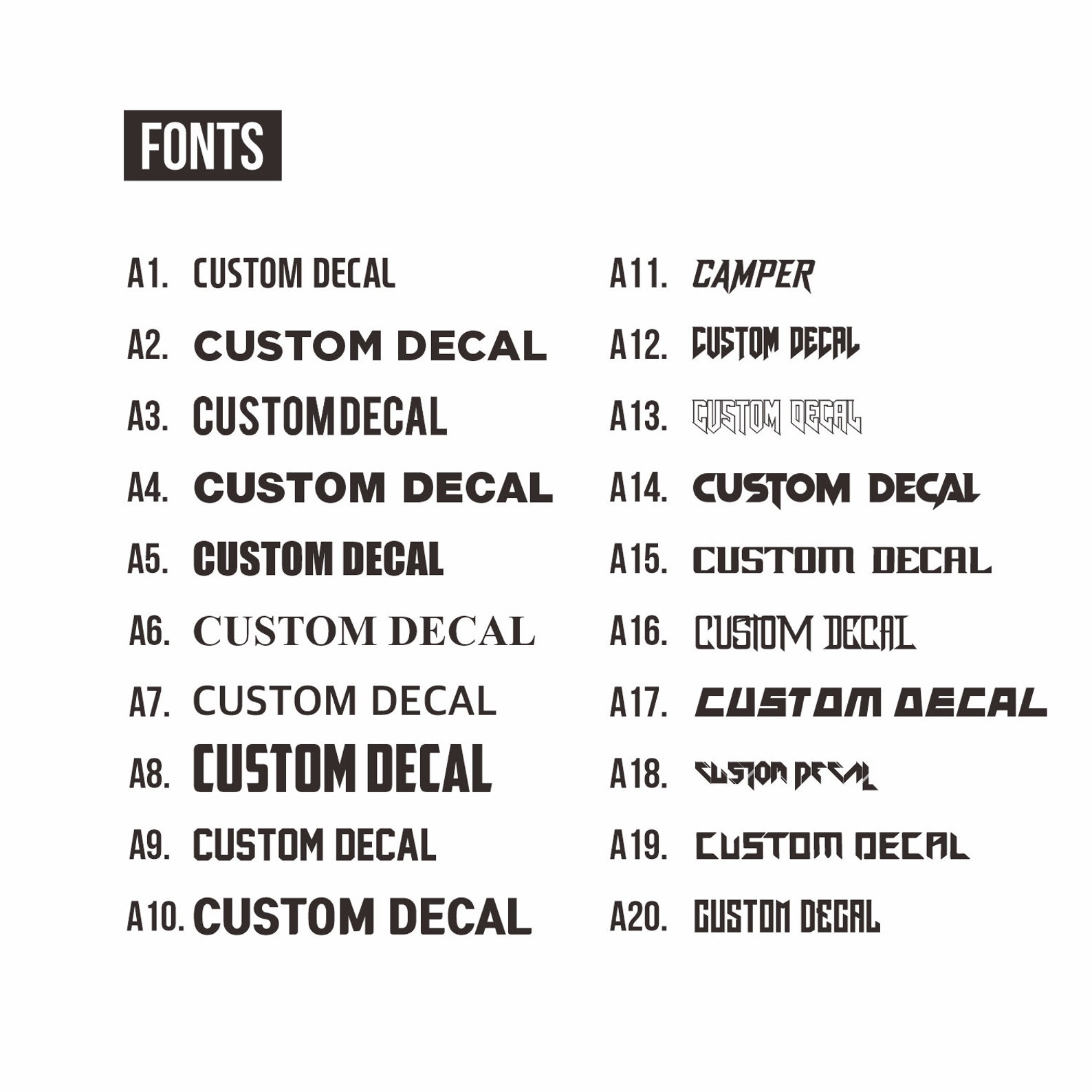 Custom Font Decals Custom Vinyl Text Decals Create Your - Etsy