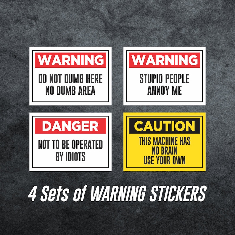 Warning Stickers 4x Warning Stickers 4 Sets of Warning - Etsy