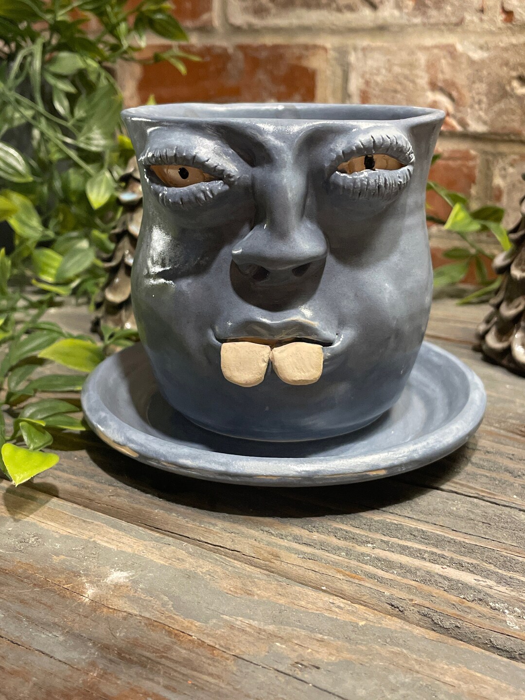 Facepot Handmade Pottery, Teacup Size Planter, the Perfect Gift ...