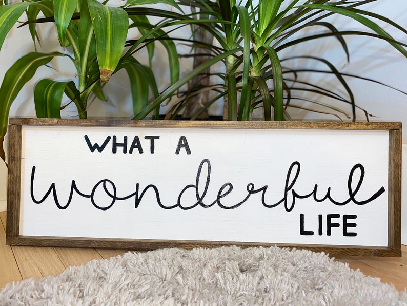 Skinny Wood Sign Black White Cursive Stained Hand Painted Custom Design ...