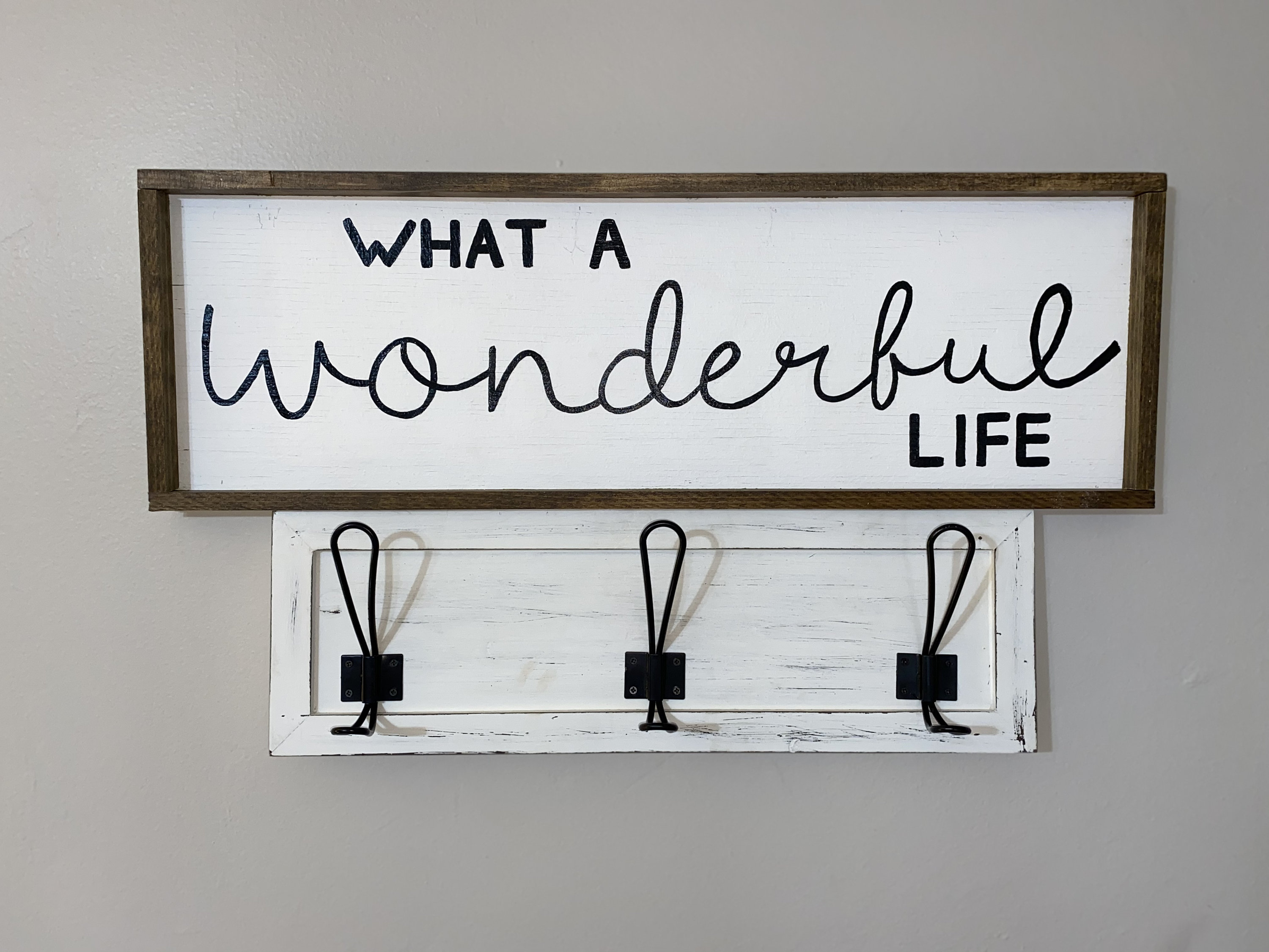 Skinny Wood Sign Black White Cursive Stained Hand Painted Custom Design ...