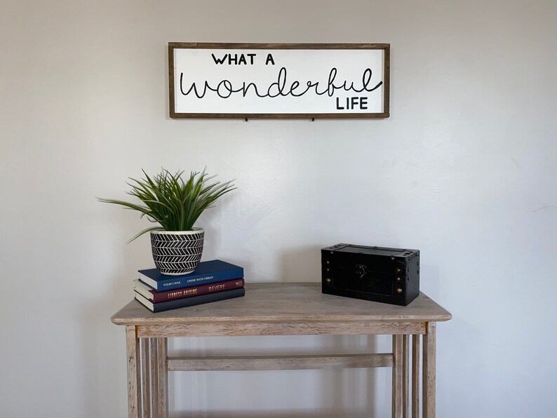 Skinny Wood Sign Black White Cursive Stained Hand Painted Custom Design ...