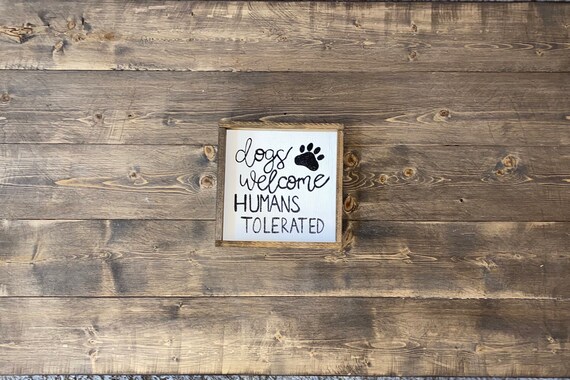 Small Wood Sign Black White Cursive Stained Hand Painted | Etsy