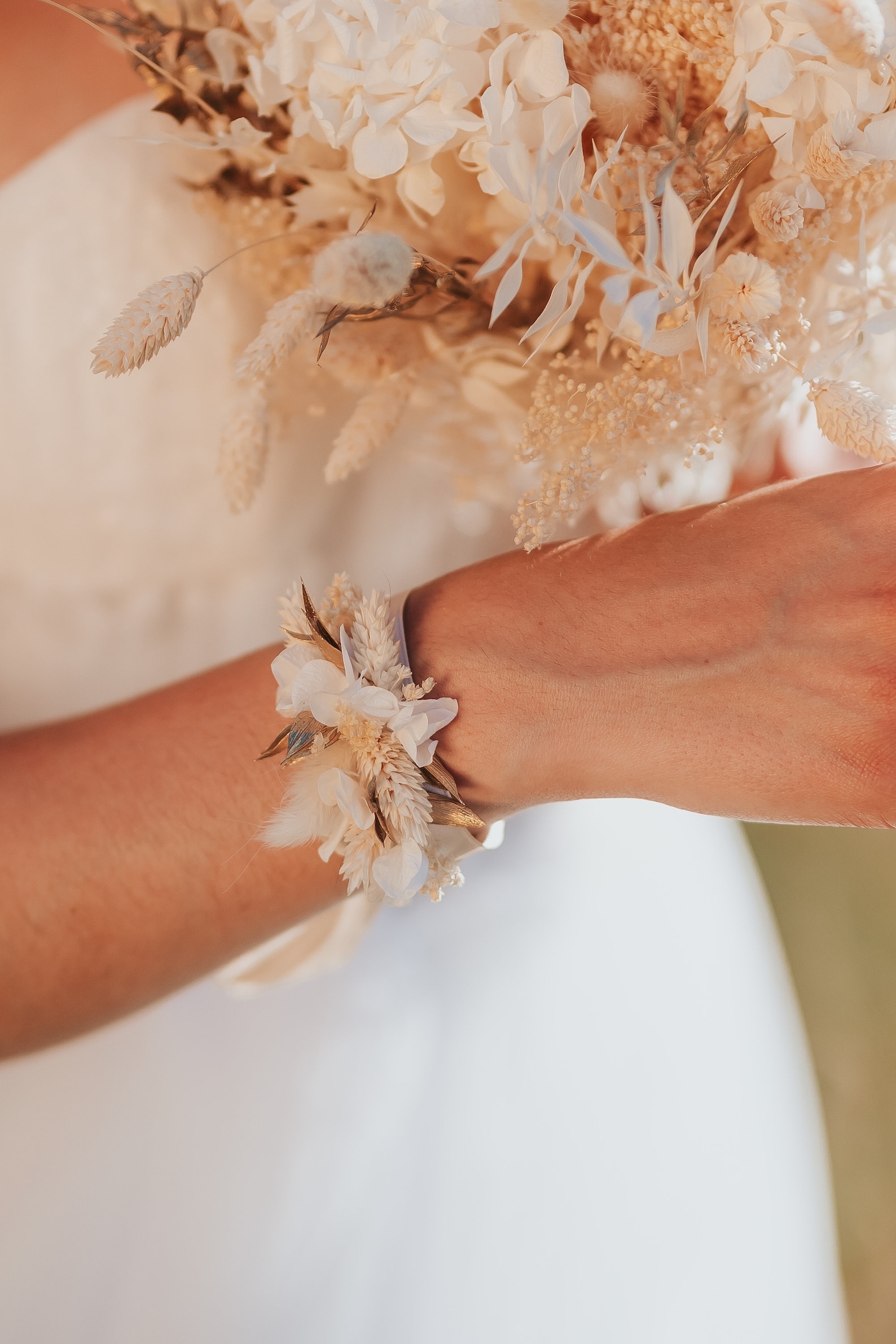 Bracelet athéna en fleurs naturelles séchées stabilisée blanc | Etsy