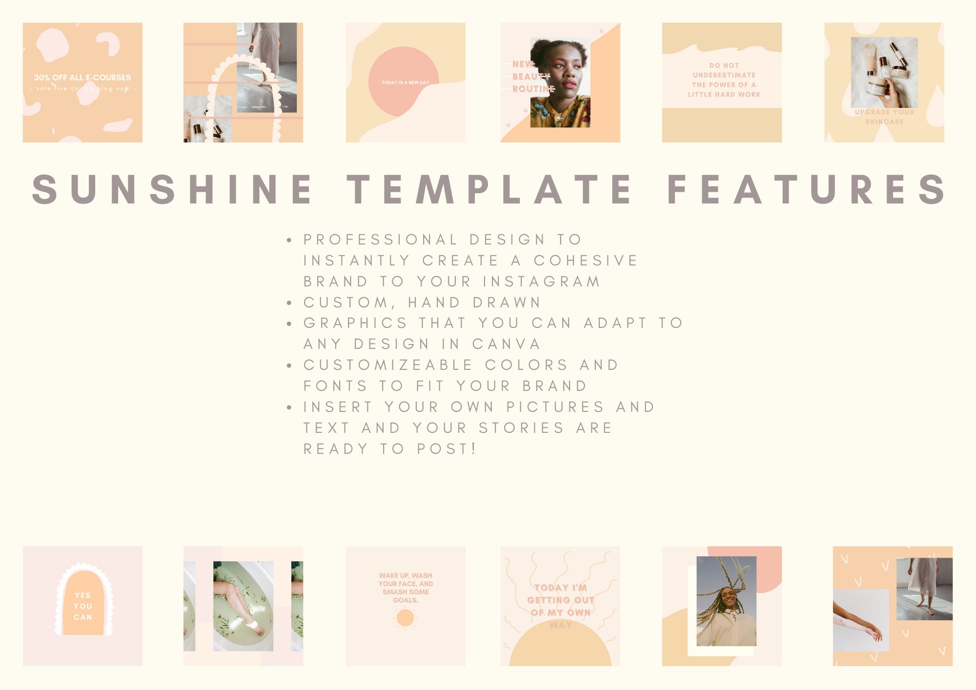 Sunshine Instagram Post and Story Templates Bright and Joyful Templates ...
