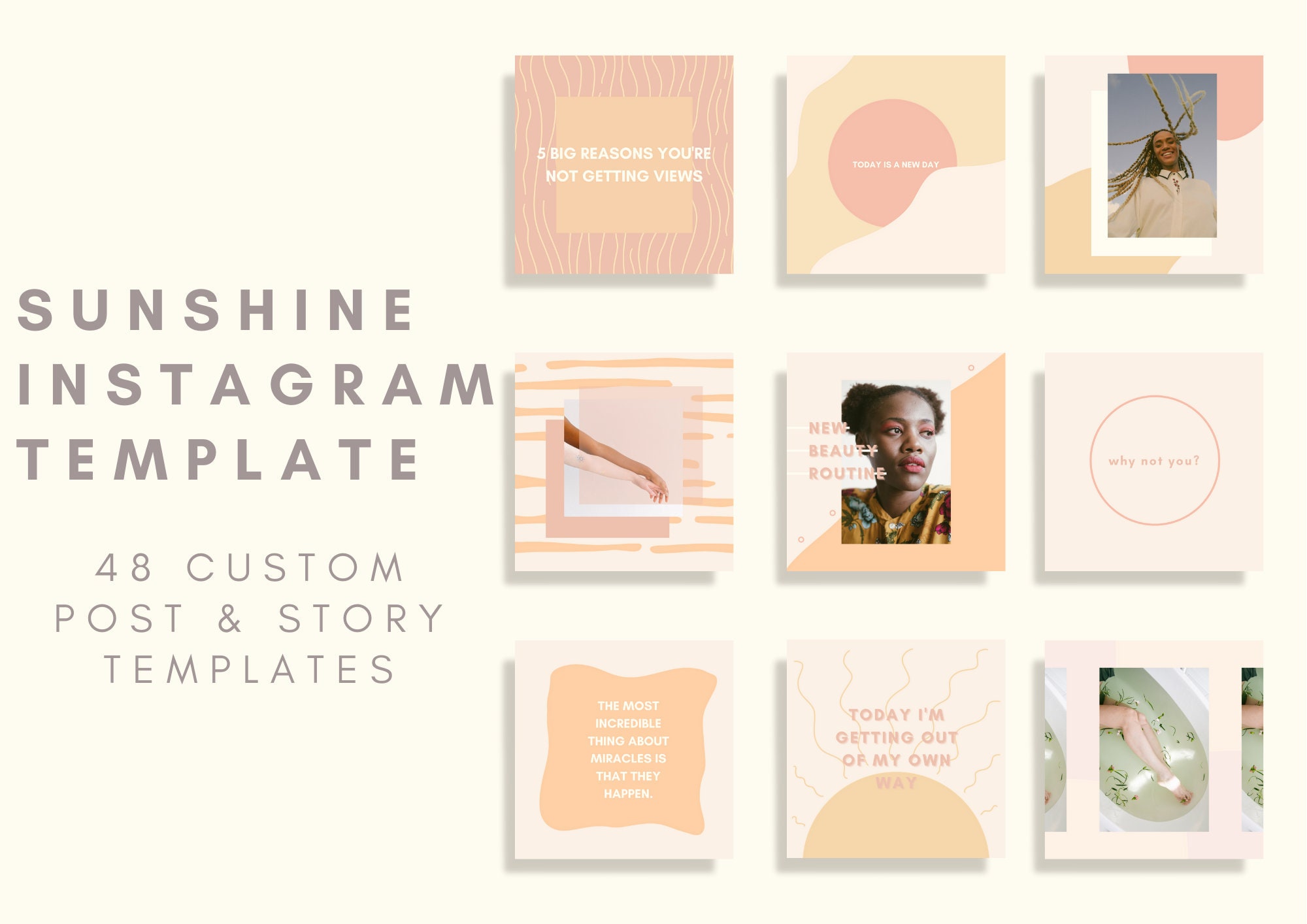 Sunshine Instagram Post and Story Templates Bright and Joyful Templates ...