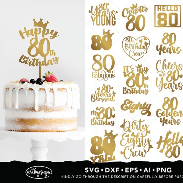 80 Cake Topper - Etsy