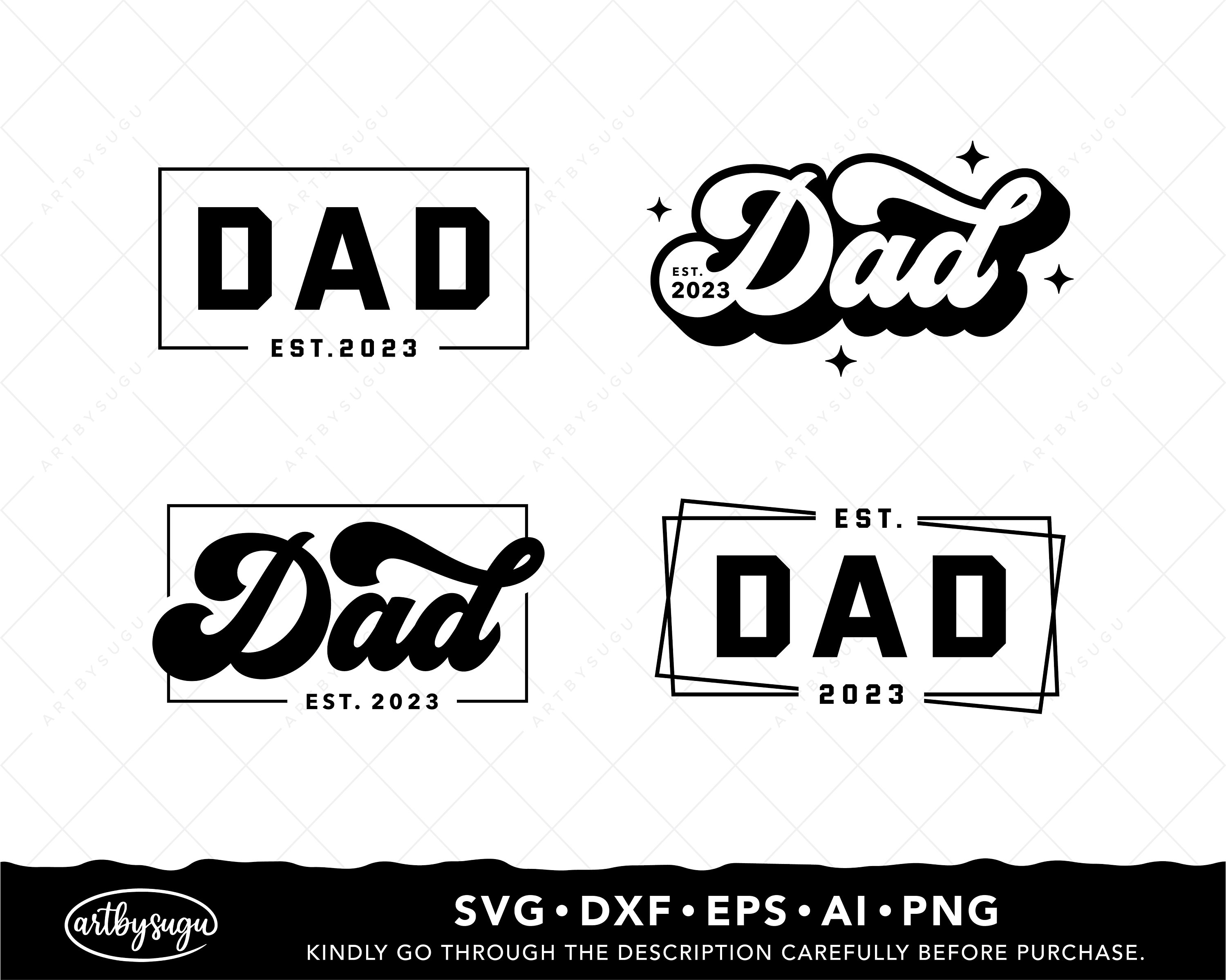 Dad Est 2023 SVG Dad SVG Bundle - Etsy