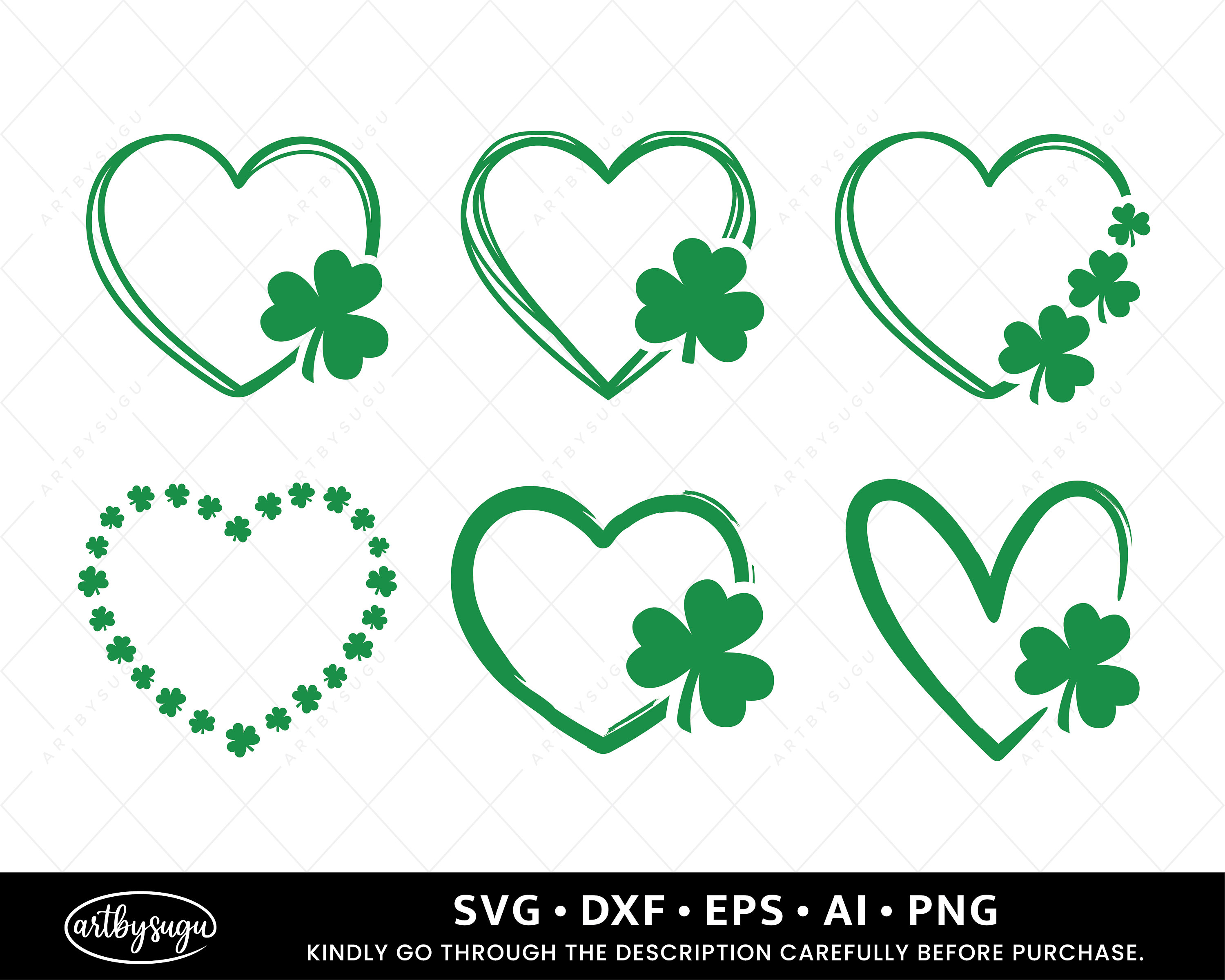 St Patricks Day Heart SVG Clover Heart SVG Bundle - Etsy