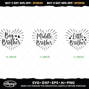 Brother Svg Bundle, Big Brother Svg, Middle Brother Svg, Little Brother ...