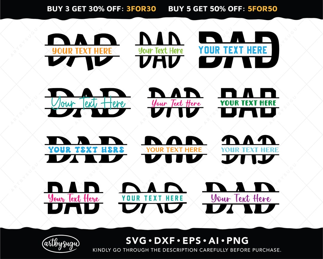 Dad Split Svg Bundle, Dad Split Monogram Svg, Dad Life Svg, Fathers Day ...