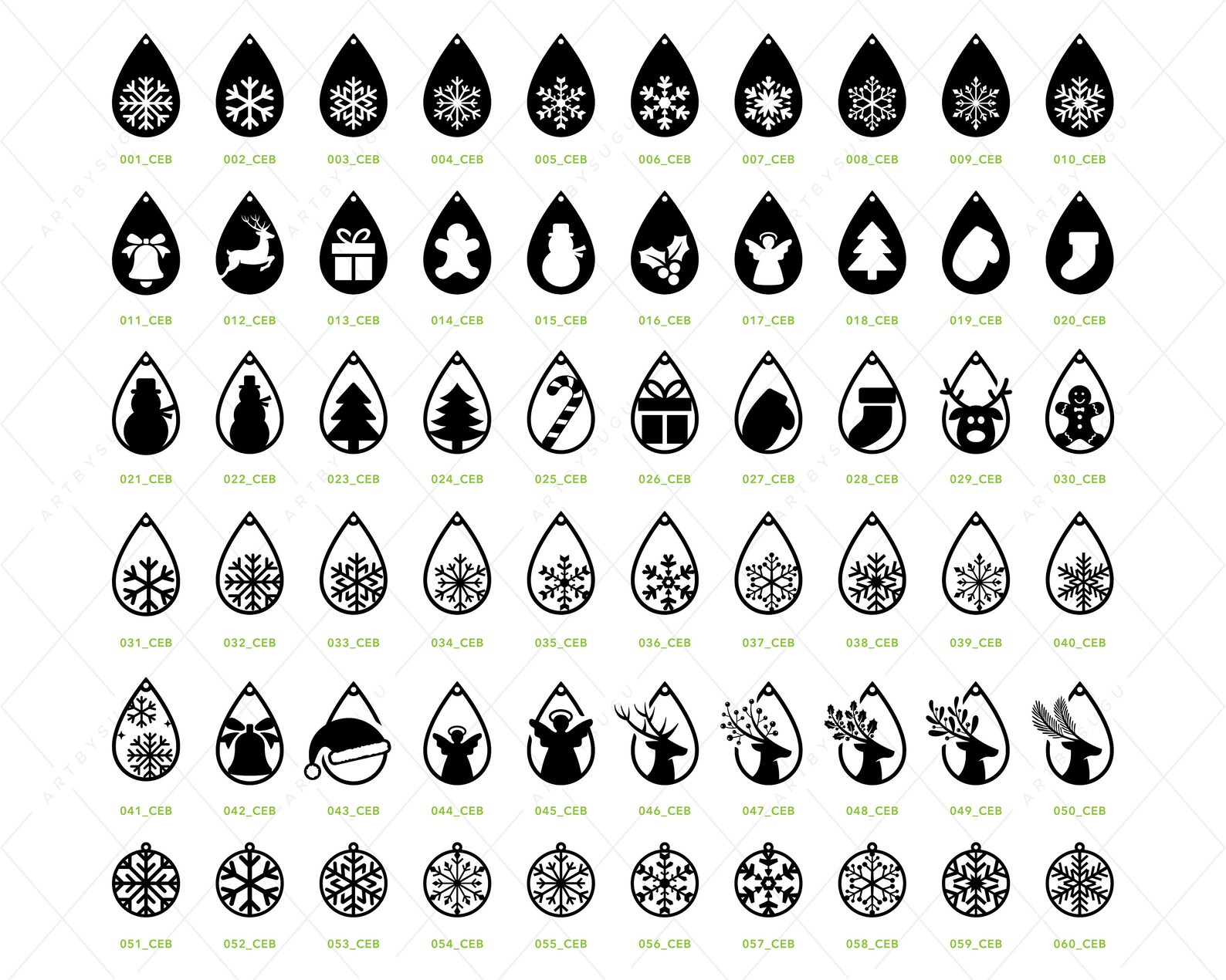 Christmas Earrings SVG Bundle, Winter Earring PNG Design (digital ...