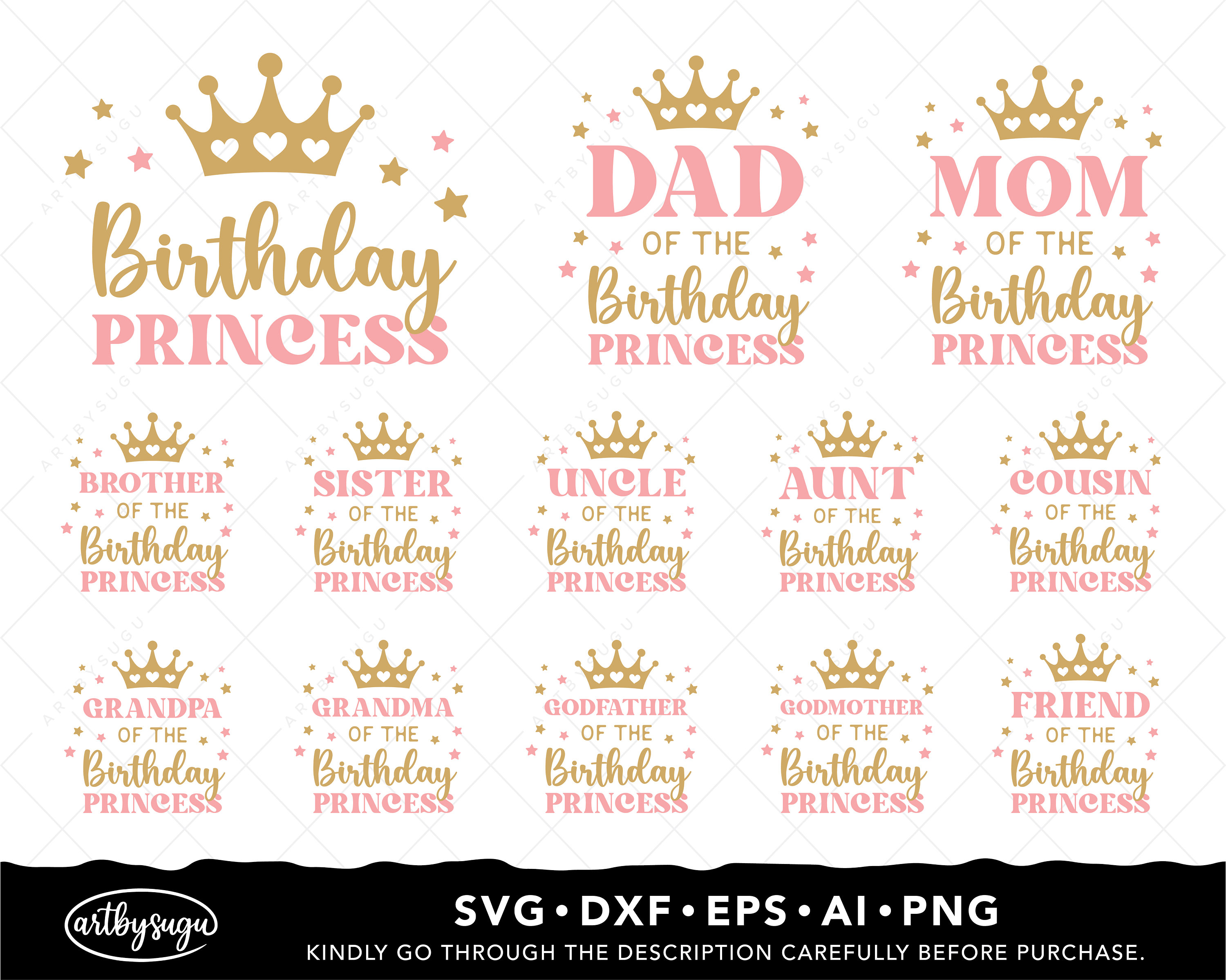 Birthday Princess SVG Bundle Girls Birthday SVG Birthday - Etsy