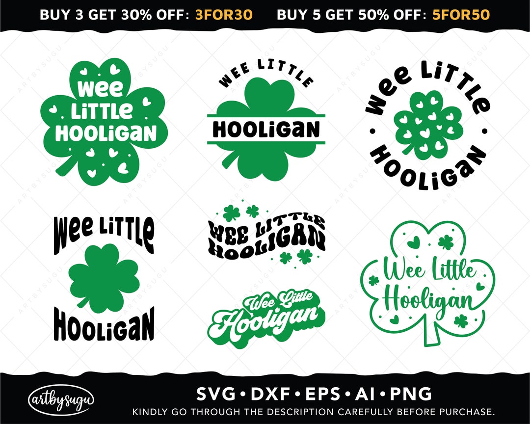 We Little Hooligan SVG, St Patricks Day SVG, Shamrock Svg, Four Leaf ...