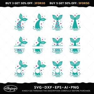 Mermaid Tail Monogram SVG Bundle, Mermaid Tail Svg, Mermaid Svg Cricut ...