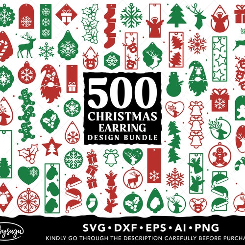 Christmas Earrings SVG Bundle Winter Earring SVG Design - Etsy