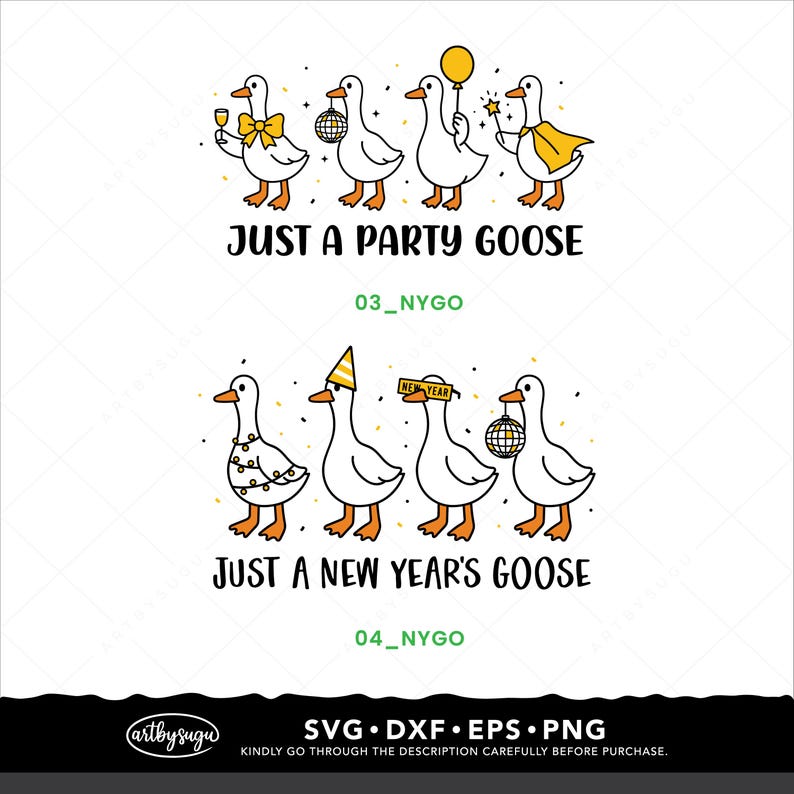 New Year Silly Goose SVG Bundle, Funny Goose Shirt PNG, Party NYE Cut ...