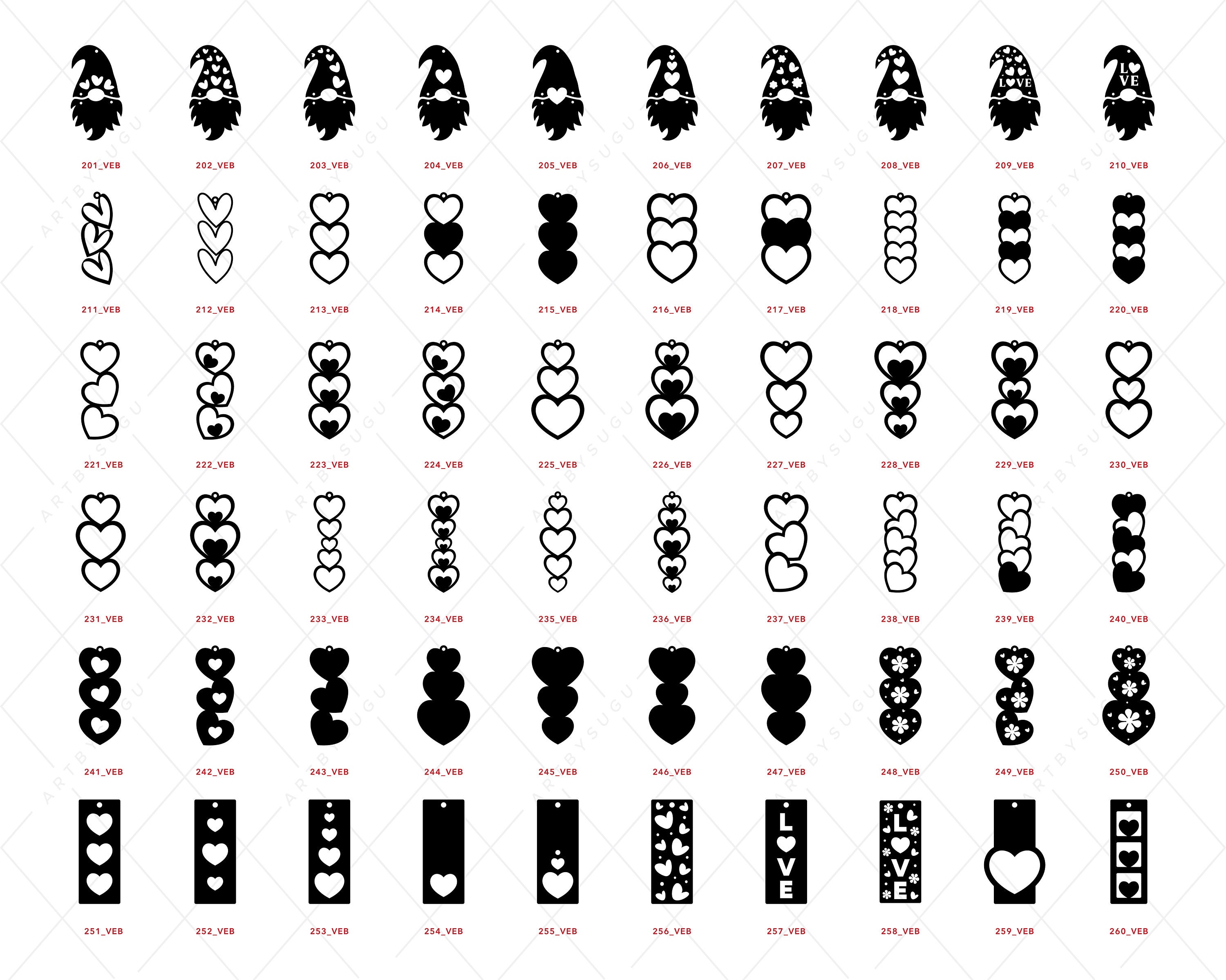 Valentine Earrings SVG Heart Earring SVG Design Bundle - Etsy